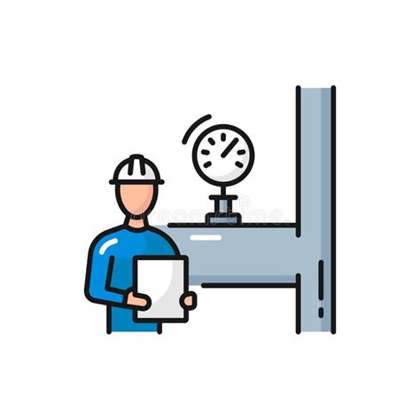 Oil Production Operator Control Pressure In Pipe Stock Illustration
