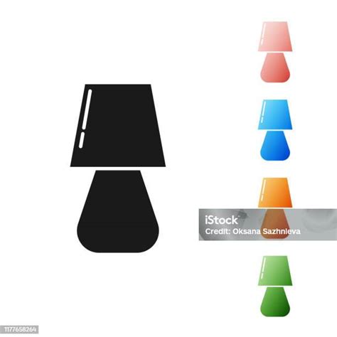 흰색 배경에 격리 된 검은 색 테이블 램프 아이콘입니다 다채로운 아이콘을 설정합니다 벡터 일러스트레이션 0명에 대한 스톡 벡터 아트 및 기타 이미지 Istock
