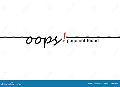Word Message Oops Disconnect And Page Not Found Thin Line With Wire