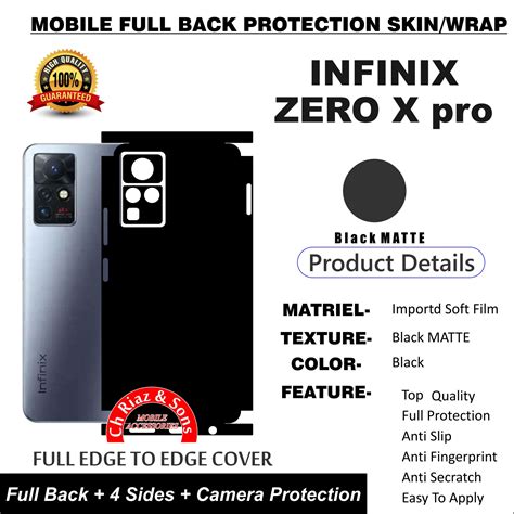 Infinix Zero X Pro Full Back Premium Protection Skin Wrap Matte Black Price In Pakistan