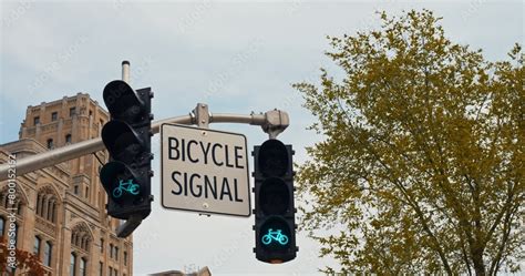 Urban Bike Signal Turns Green Inviting Cyclists To Go Clear Vibrant
