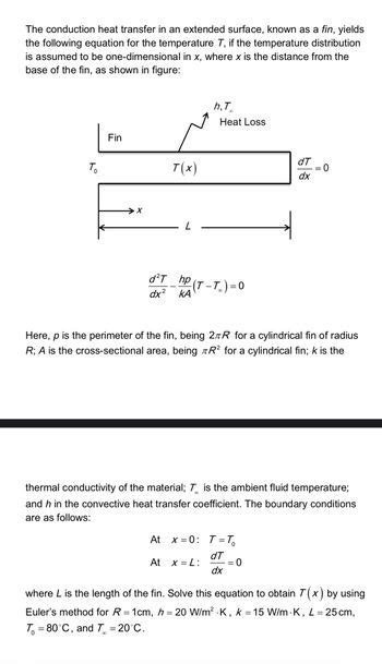 Answered The Conduction Heat Transfer In An Extended Surface Known As