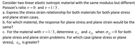 Solved Consider Two Linear Elastic Isotropic Material With