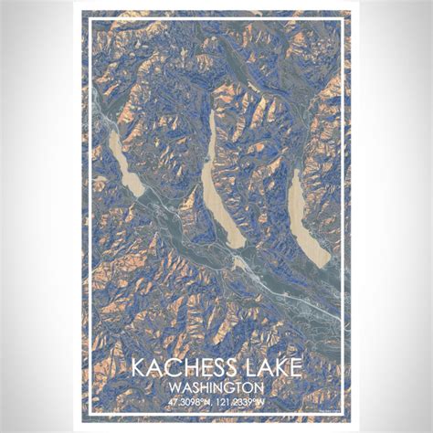 Kachess Lake Washington Map Print In Afternoon — Jace Maps