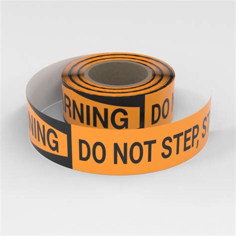 Warning Do Not Step Stand Or Sit Here Smart Stripe Inline Printed