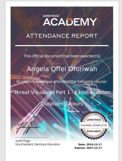 Angela Offei On Linkedin Congratulations To Me On Completing The Threat Visualization Course On