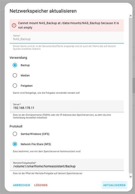 Backup Loosing Connection To Network Storage Not Empty Backup