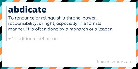 Abdicate Definition Meaning And Examples In English