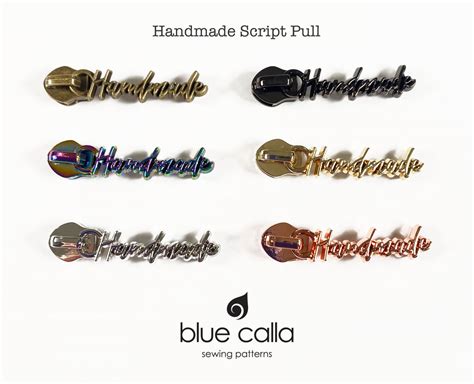 5 Coil Zipper Pull Handmade Script Blue Calla Patterns