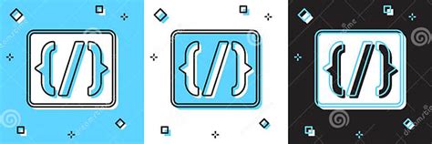 Set Programming Language Syntax Icon Isolated On Blue And White Black