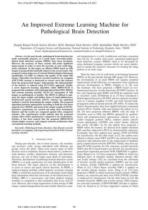 Pdf An Improved Extreme Learning Machine For Pathological Brain Detection