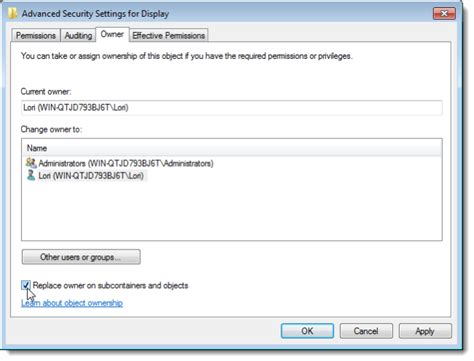 Take Ownership Of A Registry Key In Windows 7