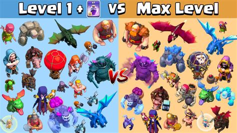 Level 1 Troops Rage Spell Vs Max Level Troops Clash Of Clans