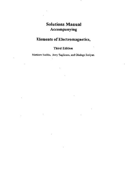 Solutions Manual Elements Of Electromagnetics Sadiku 3rd Pdfcoffee Com