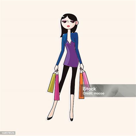 Elemen Tema Gadis Belanja Vektor Eps Ilustrasi Stok Unduh Gambar