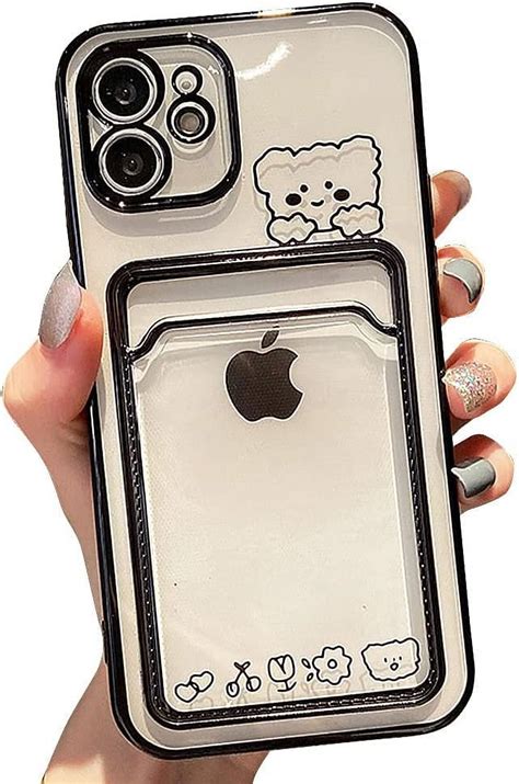 Compatible With Iphone Casecute Kawaii Bunny Bear Clear Credit Card Slot Holder Wallet Electro
