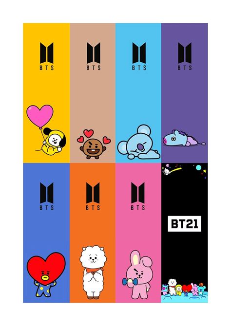 BTS BT 21 Aesthetic Bookmarks Pack Of 8 Laminated Single Side Print