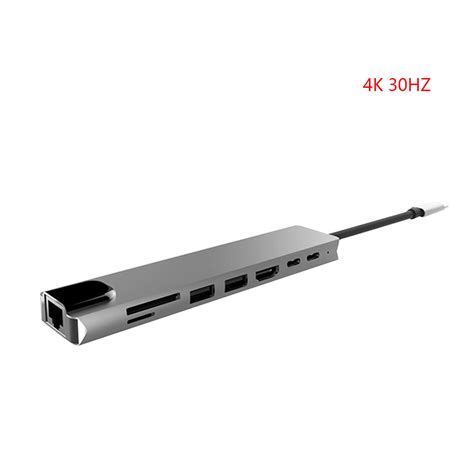 Concentrador 8 En 1 Tipo C 4k Hd Adaptador Usb 30 Carga Pd Lector De