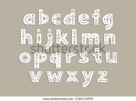 Vector Lowercase Alphabet Cut Out Letters With Scandinavian Patterns