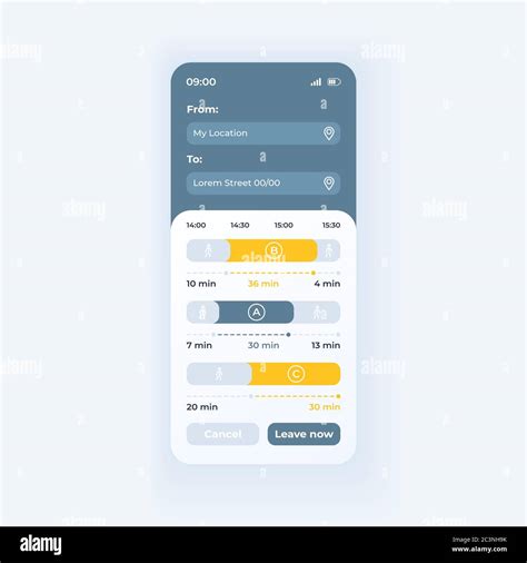 Bus Schedule App Smartphone Interface Vector Template Stock Vector