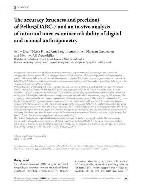 Pdf The Accuracy Trueness And Precision Of Bellus3darc 7 And An In