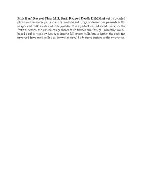 Milk Barfi Recipe Pdf