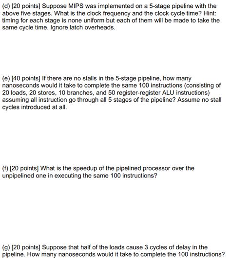 solved problem 3 [160 points] no pipelining vs simple