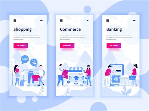 온보드 화면 사용자 인터페이스 키트 템플릿 세트 프리미엄 벡터