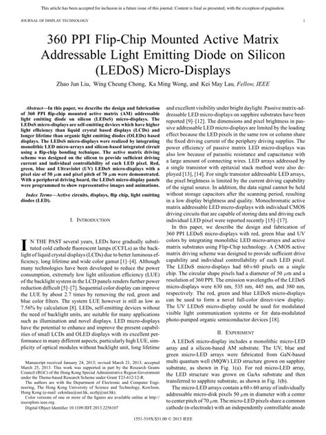 Pdf 360 Ppi Flip Chip Mounted Active Matrix Addressable Light