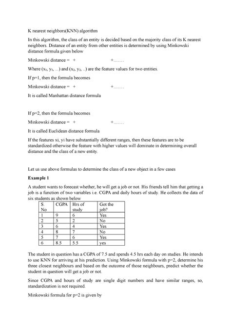 K Nearest Neighbors Design And Analysis Of Algorithms Nitte