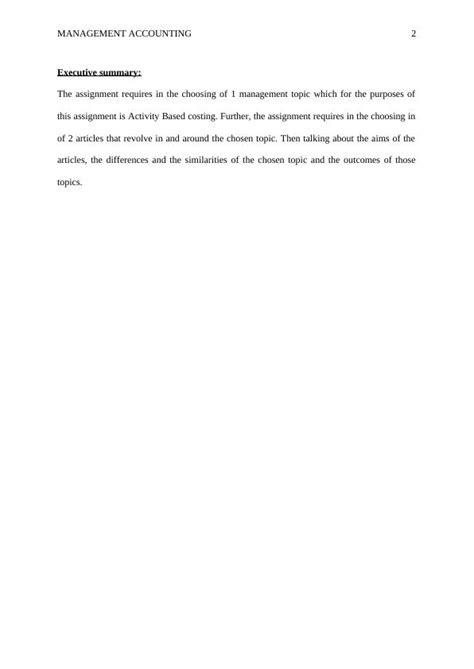 Activity Based Costing Two Articles And Their Aims Desklib