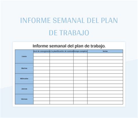 Plantillas Informe Semanal Para Excel Gratis Y Hojas De Cálculo De