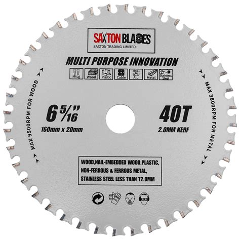 Tct Multi Purpose Innovation Circular Saw Blade 160mm X 40t Saxton Blades