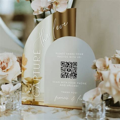 1pc Wedding Qr Code Sign Qr Code Photos Sign Gold Mirror Wedding Sign