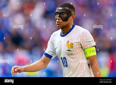 Dusseldorf Germany July 1 Kylian Mbappe Of France With Mask Looks
