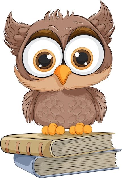 Die Weise Eule Sitzt Auf Einem Stapel Bücher Kostenlose Vektor