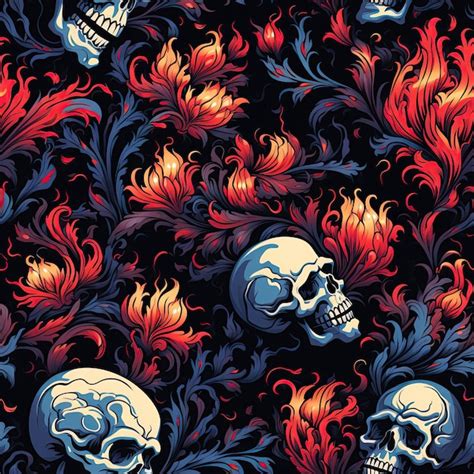 Premium Ai Image Seamless Texture Pattern With Dead Skulls In Red