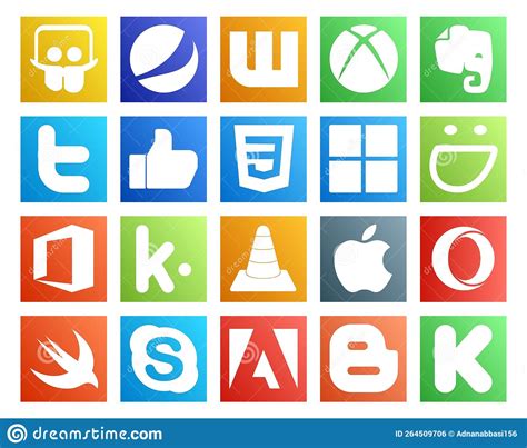 Social Media Icon Pack Including Opera Player Css Media Editorial Photo Illustration Of