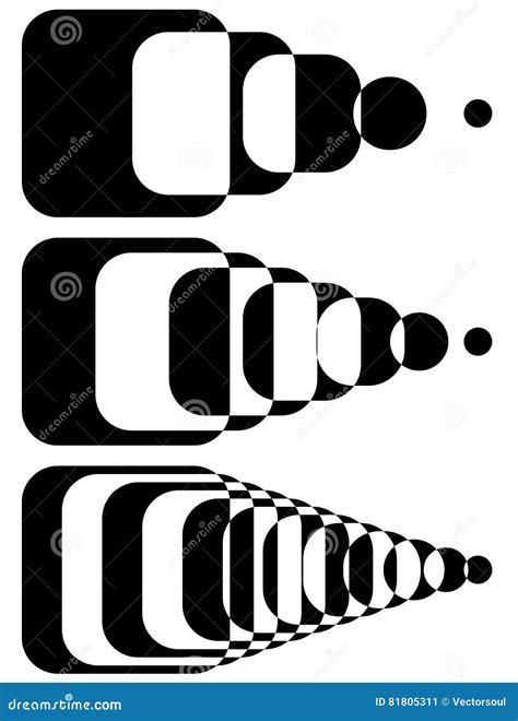 Blended Intersecting Shapes Set Of 3 Intensity Abstract Monochromatic