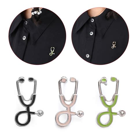 Medical Men Women Enamel Stethoscope Doctor Nurse Brooches Pin Coat