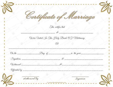 Blank Marriage Certificate Template
