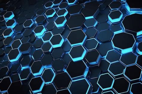 Premium Photo Abstract Blue Technology Hexagonal Background