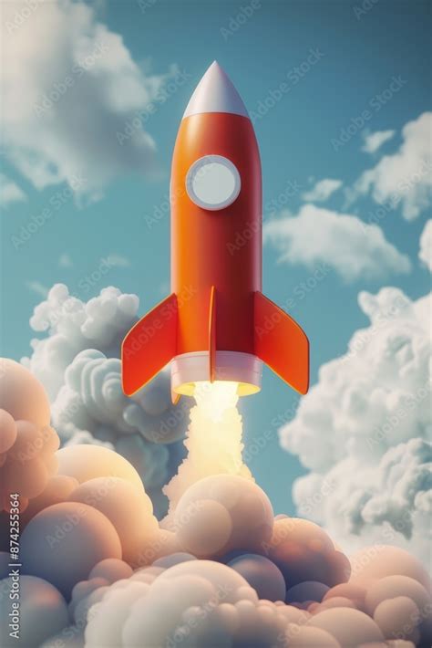 3d Illustration Cartoon Style Scud Missle Being Launched 3d