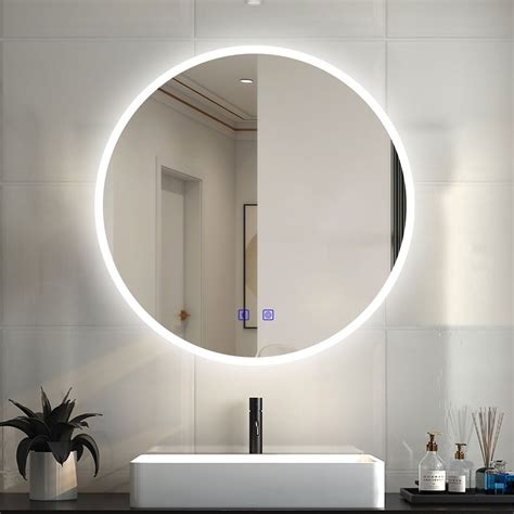 Aica Espejo de baño LED redondo de 80 cm Bluetooth antivaho Leroy