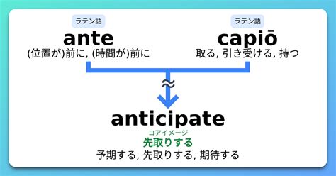 Anticipate 語源とコアイメージと覚え方 意味・上位語・下位語 イメージ英単語
