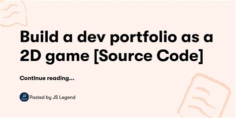 Build A Dev Portfolio As A 2d Game Source Code — Js Legend Buymeacoffee