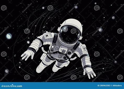Space Tourist Floating In Zero Gravity With The Stars Above Stock