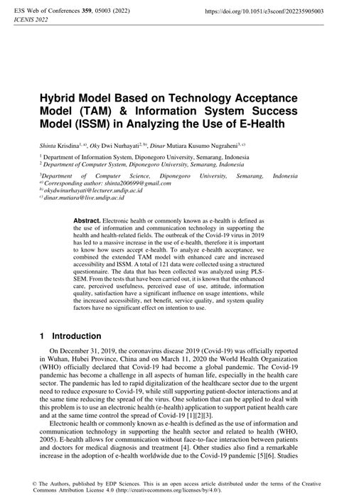 Pdf Hybrid Model Based On Technology Acceptance Model Tam And Information System Success Model