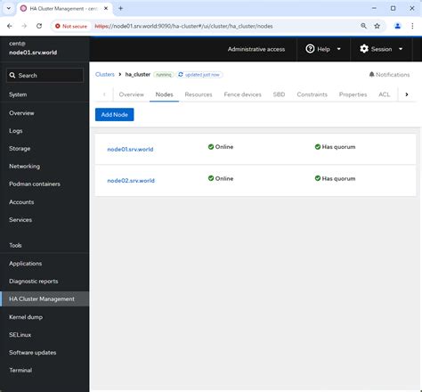 Centos Stream 10 Pacemaker Web Gui にアクセスする Server World