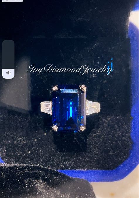 Royla Blue Sappire Emerald Cut Engagement Ring For Women Baguette